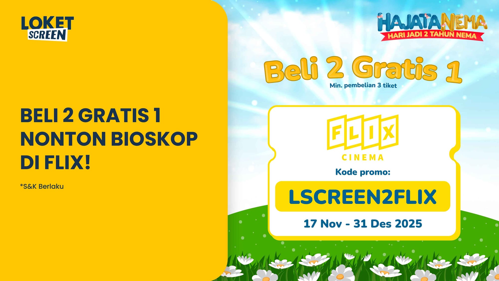 Beli 2 Gratis 1 Nonton di FLIX Cinema!