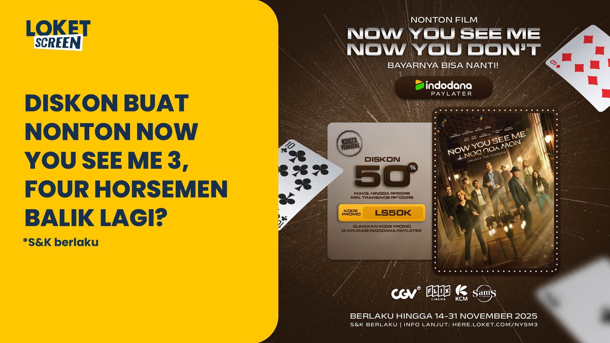 Diskon Buat Nonton Now You See Me 2, Four Horsemen Balik Lagi?